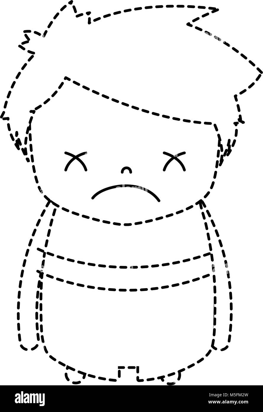 dotted shape boy with hairstyle design and sad face vector illustration ...