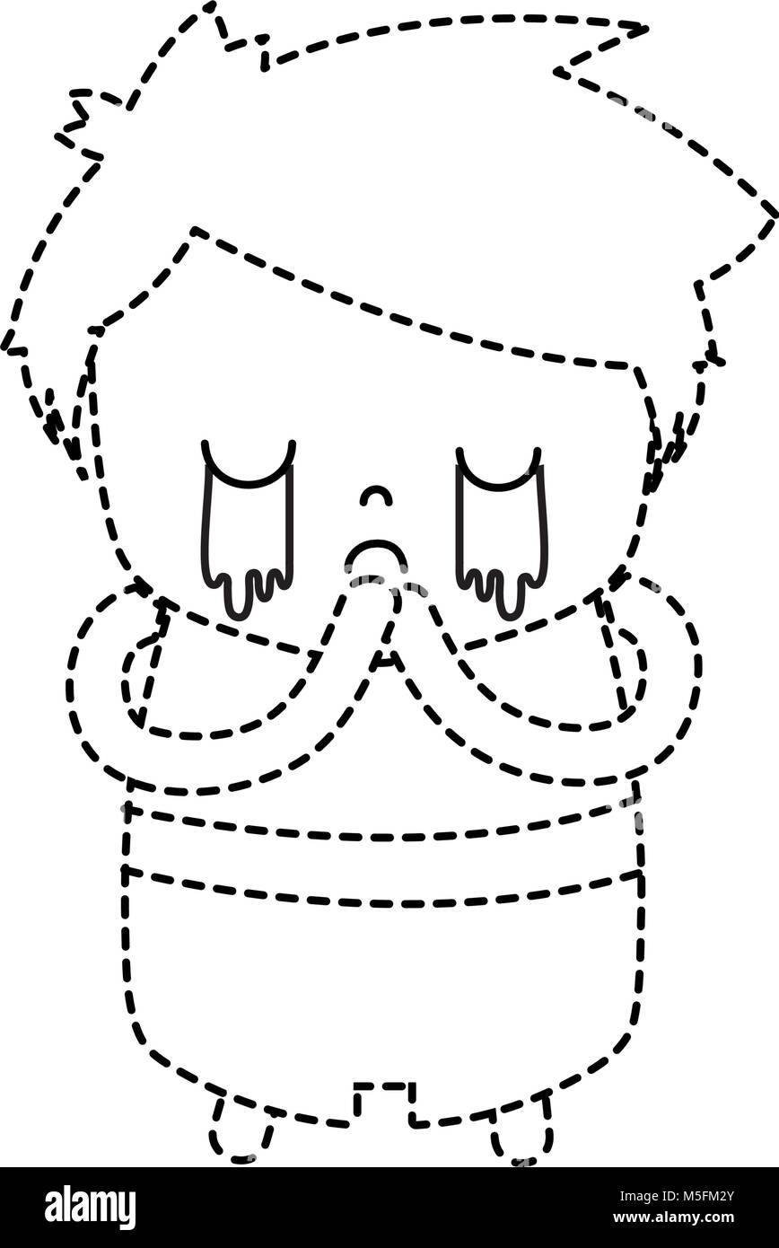 dotted shape boy with hairstyle design and crying face vector ...