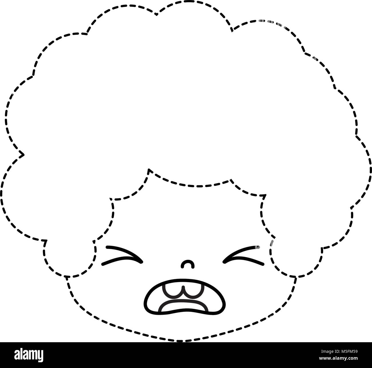 dotted shape boy head with curly hair and pity face vector illustration ...