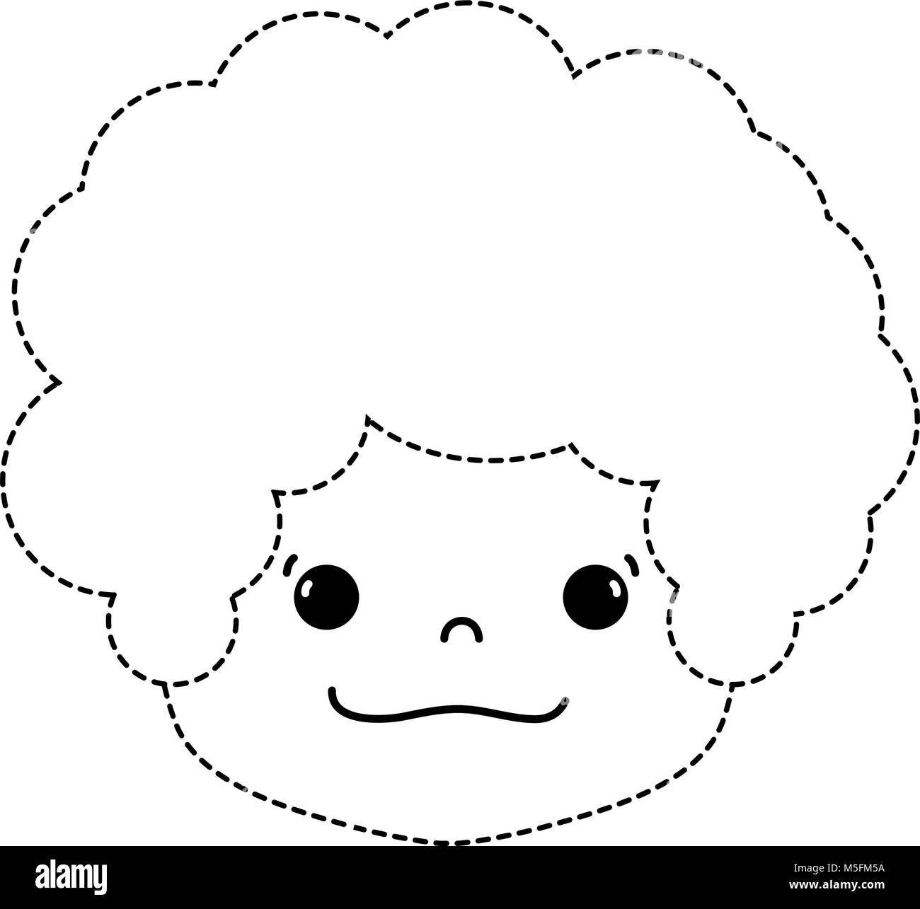 dotted shape boy head with curly hair and happy face vector ...