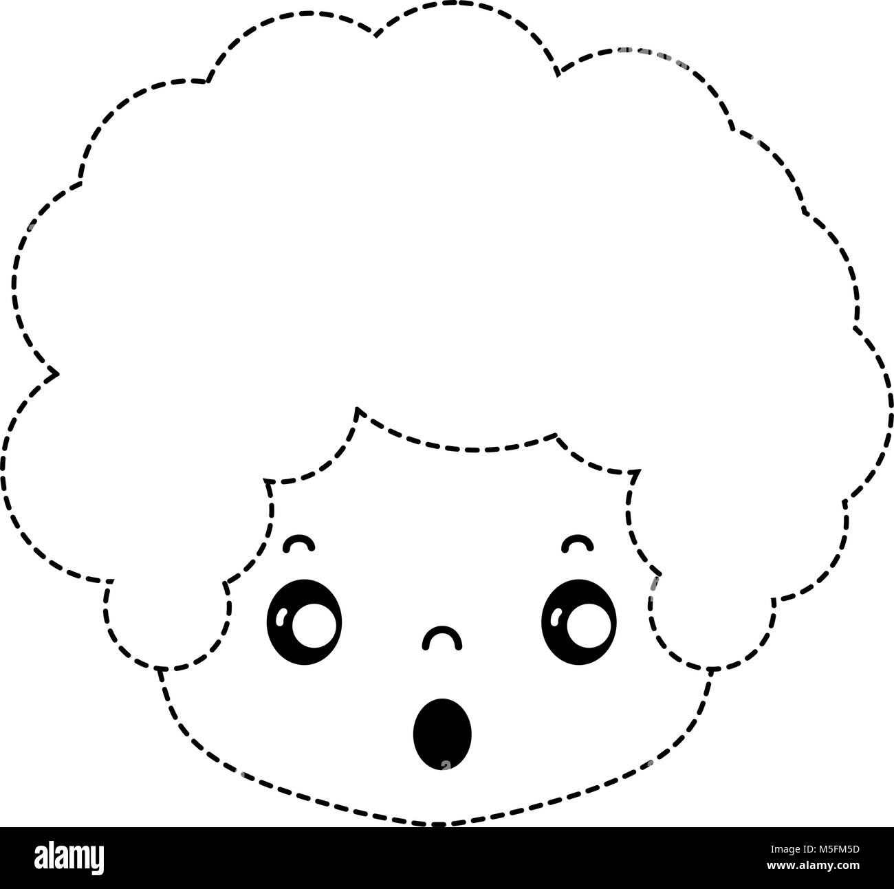 dotted shape boy head with curly hair and scared face vector ...