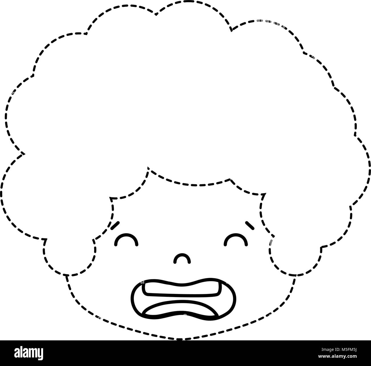 dotted shape boy head with curly hair and disgusted face vector ...