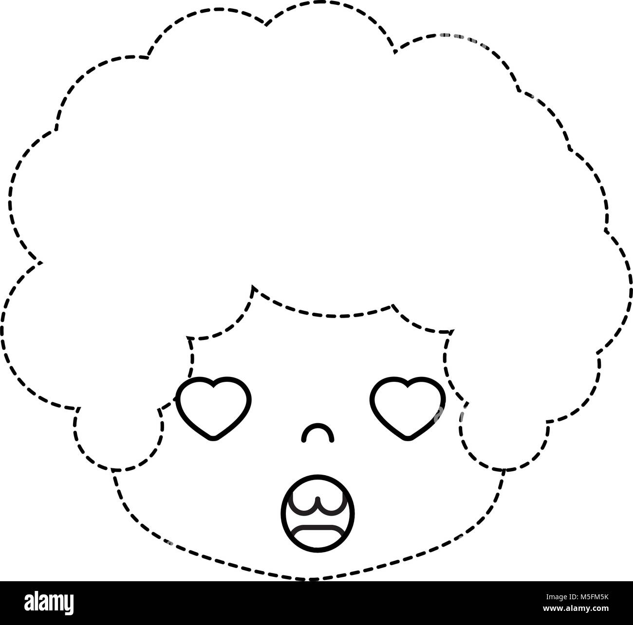 dotted shape boy head with curly hair and in love face vector ...