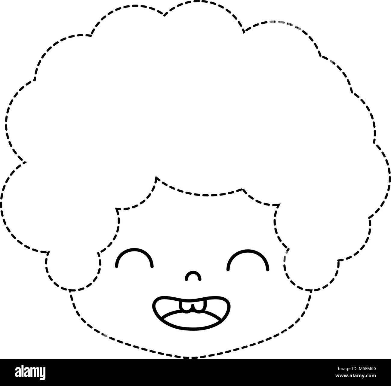 dotted shape boy head with curly hair and smile face vector ...