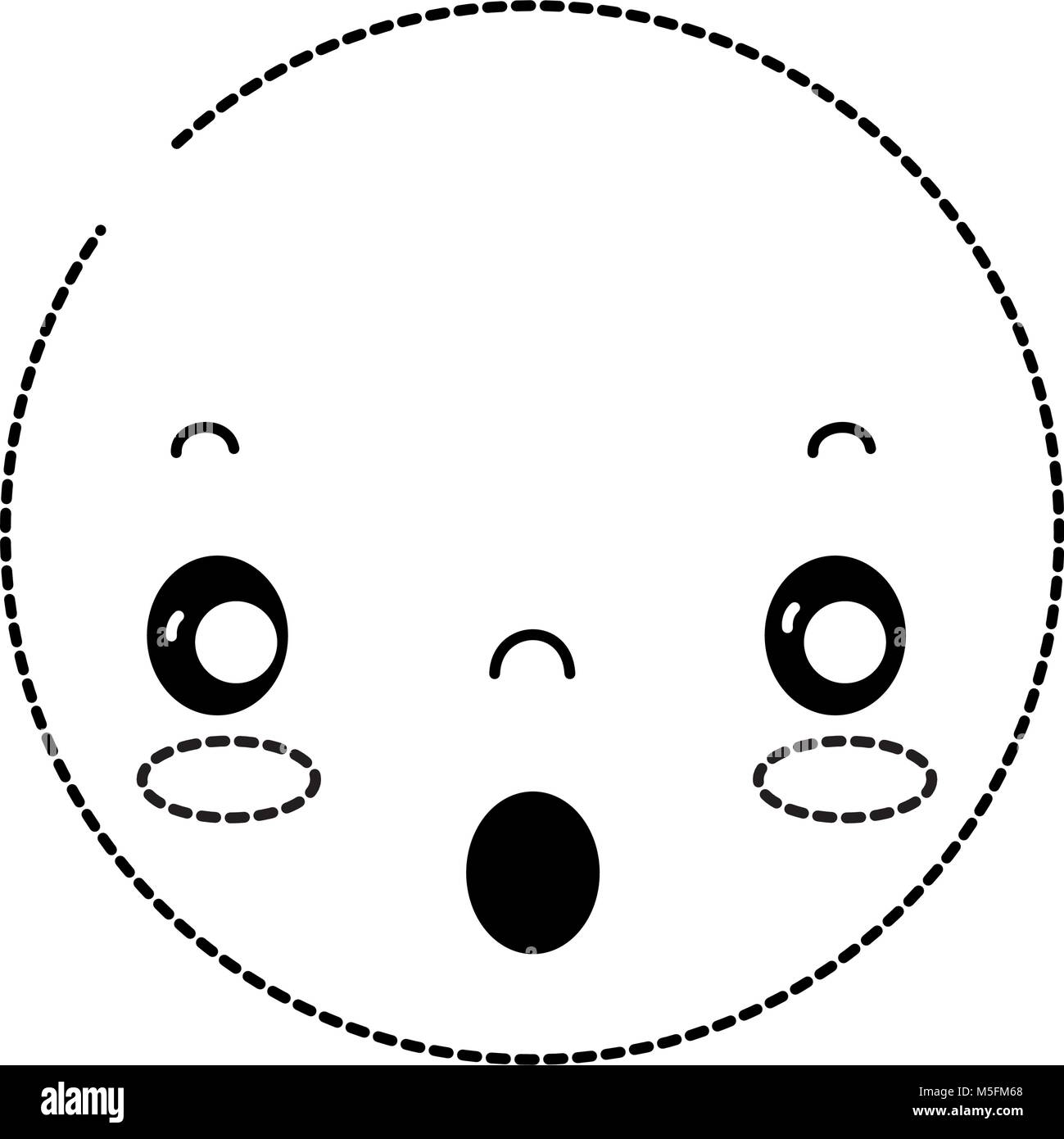 dotted shape kawaii head with cute scared face vector illustration ...
