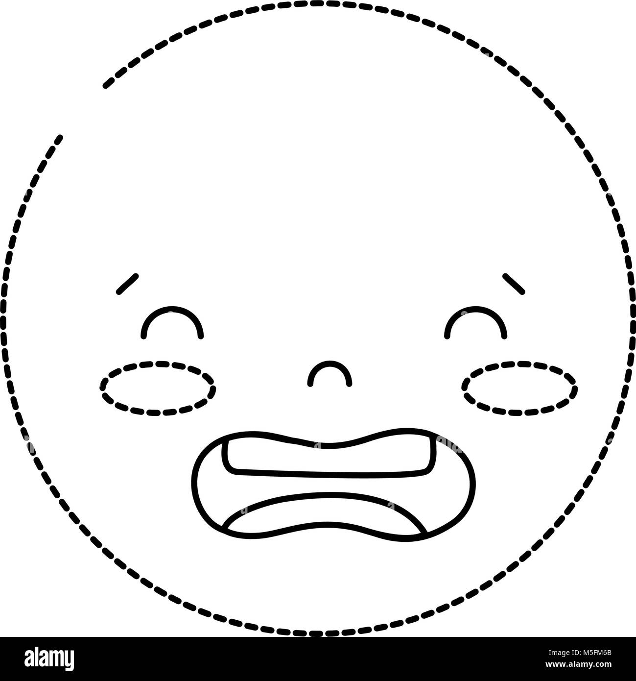dotted shape kawaii head with cute disgusted face vector illustration ...