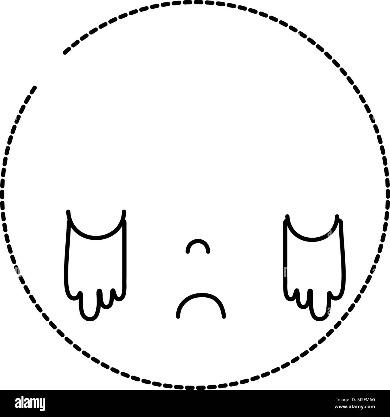 dotted shape kawaii head with cute crying face vector illustration ...