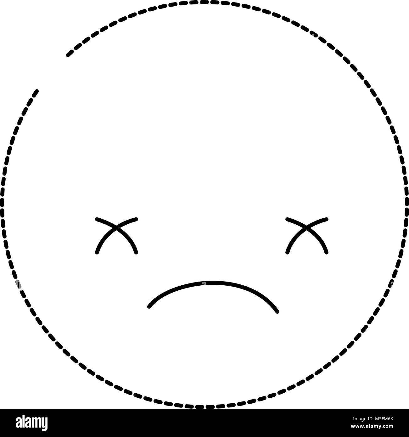dotted shape kawaii head with cute sad face vector illustration Stock ...