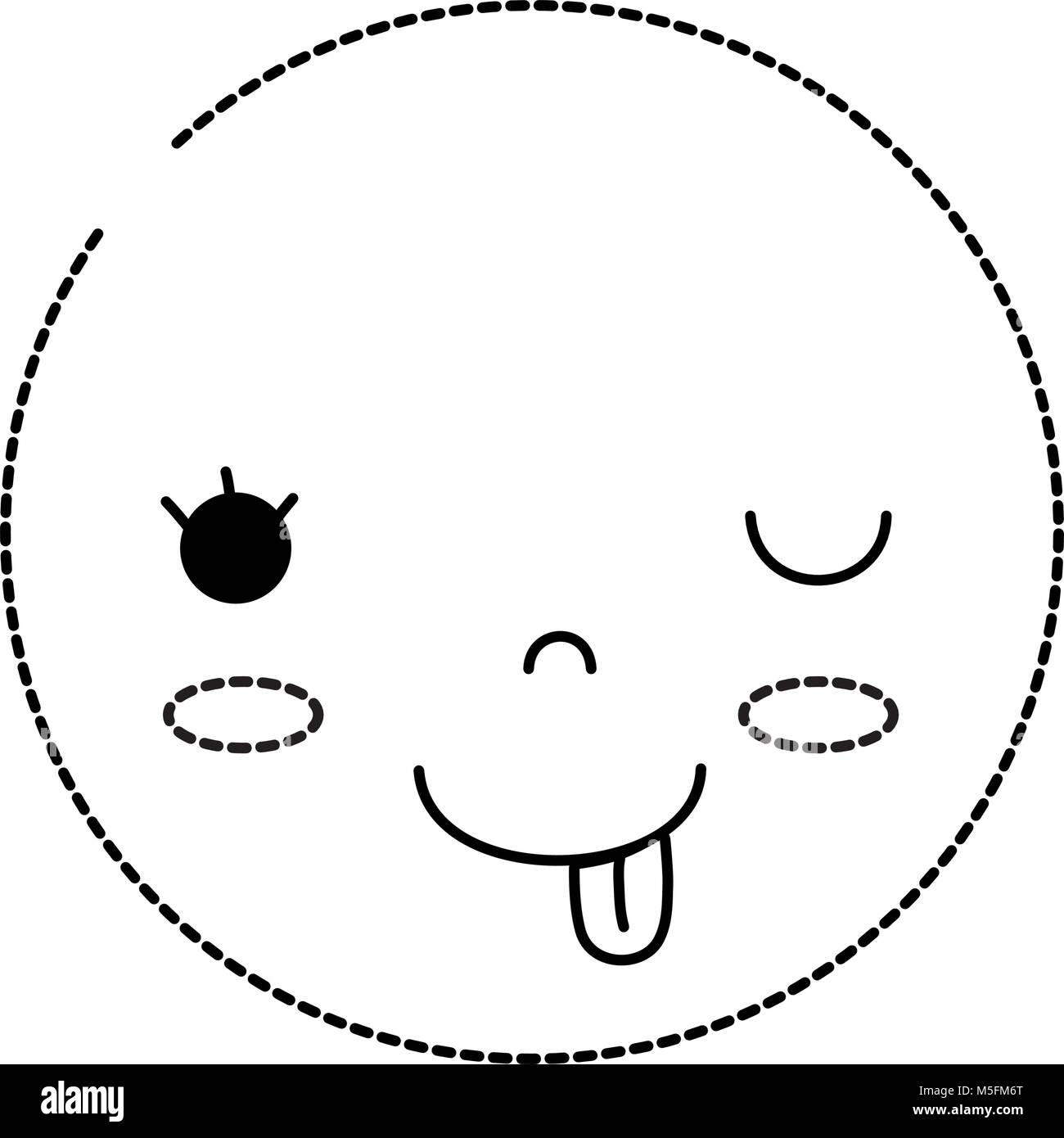 dotted shape kawaii head with cute amusing face vector illustration ...