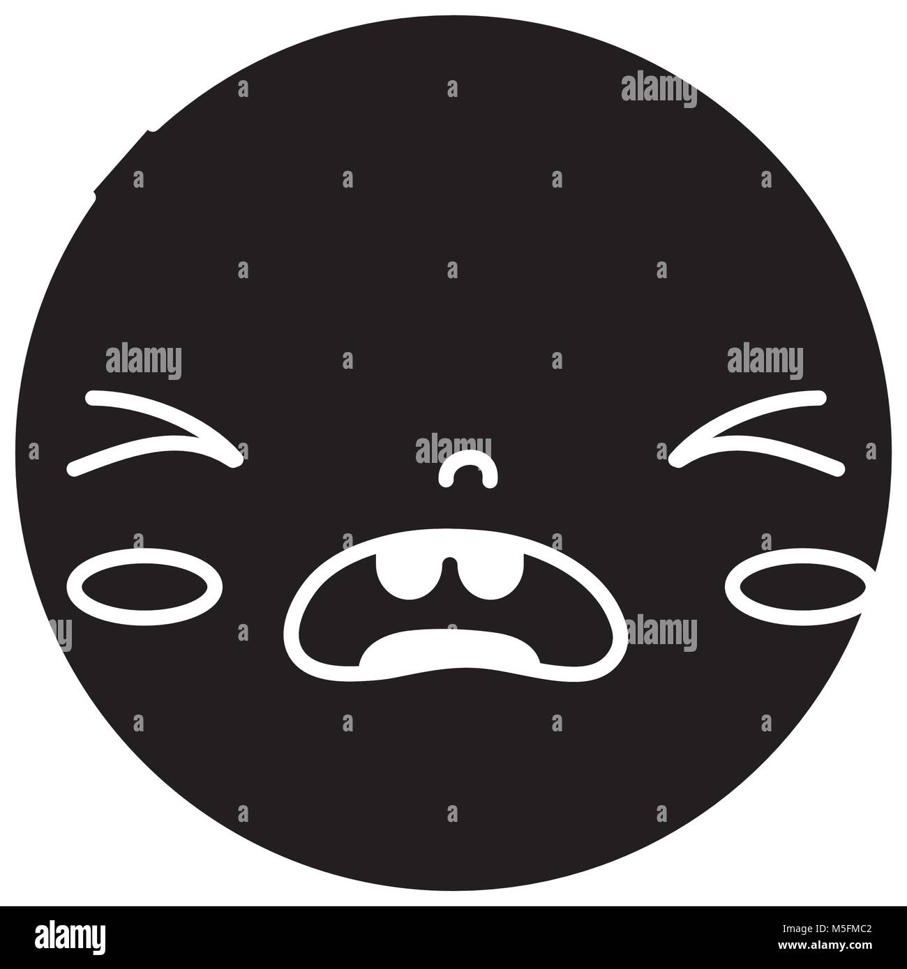 contour kawaii head with cute pity face vector illustration Stock ...