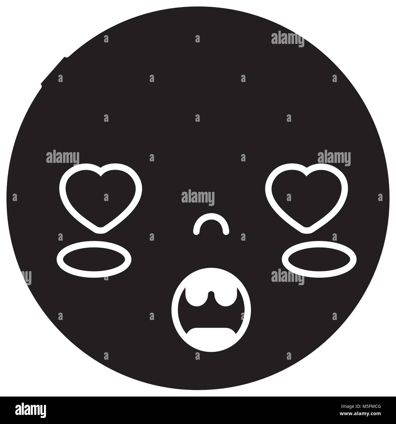 contour kawaii head with cute in love face vector illustration Stock ...