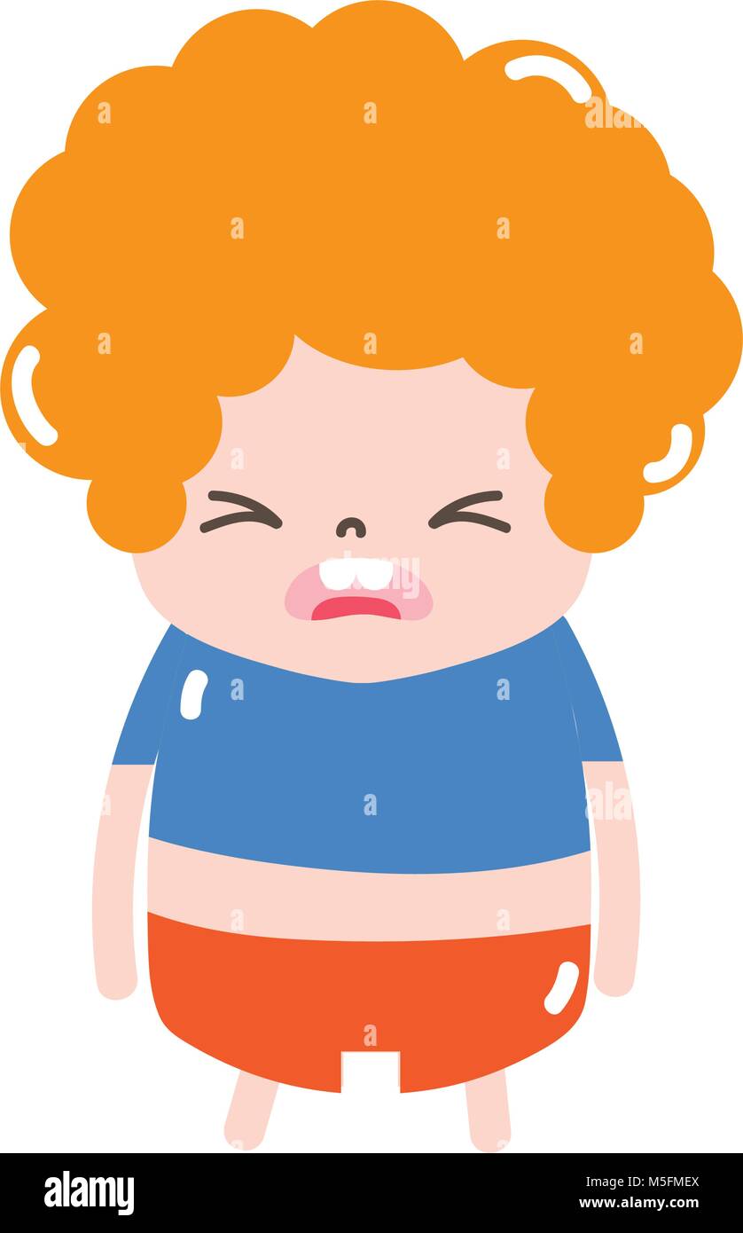 full color boy with curly hair and pity face vector illustration Stock ...