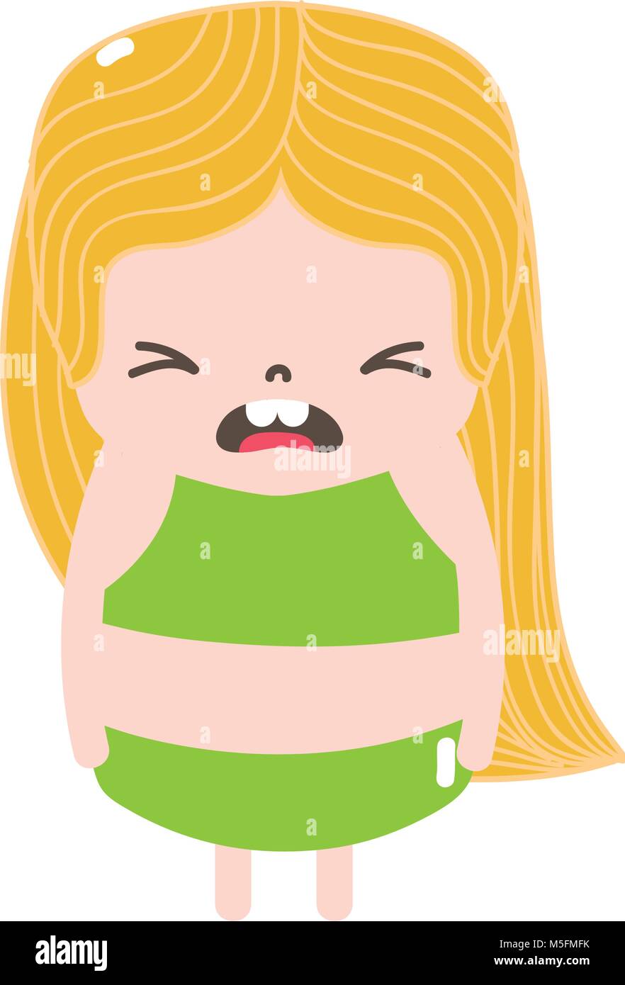 full color girl wth long hair and pity face vector illustration Stock ...