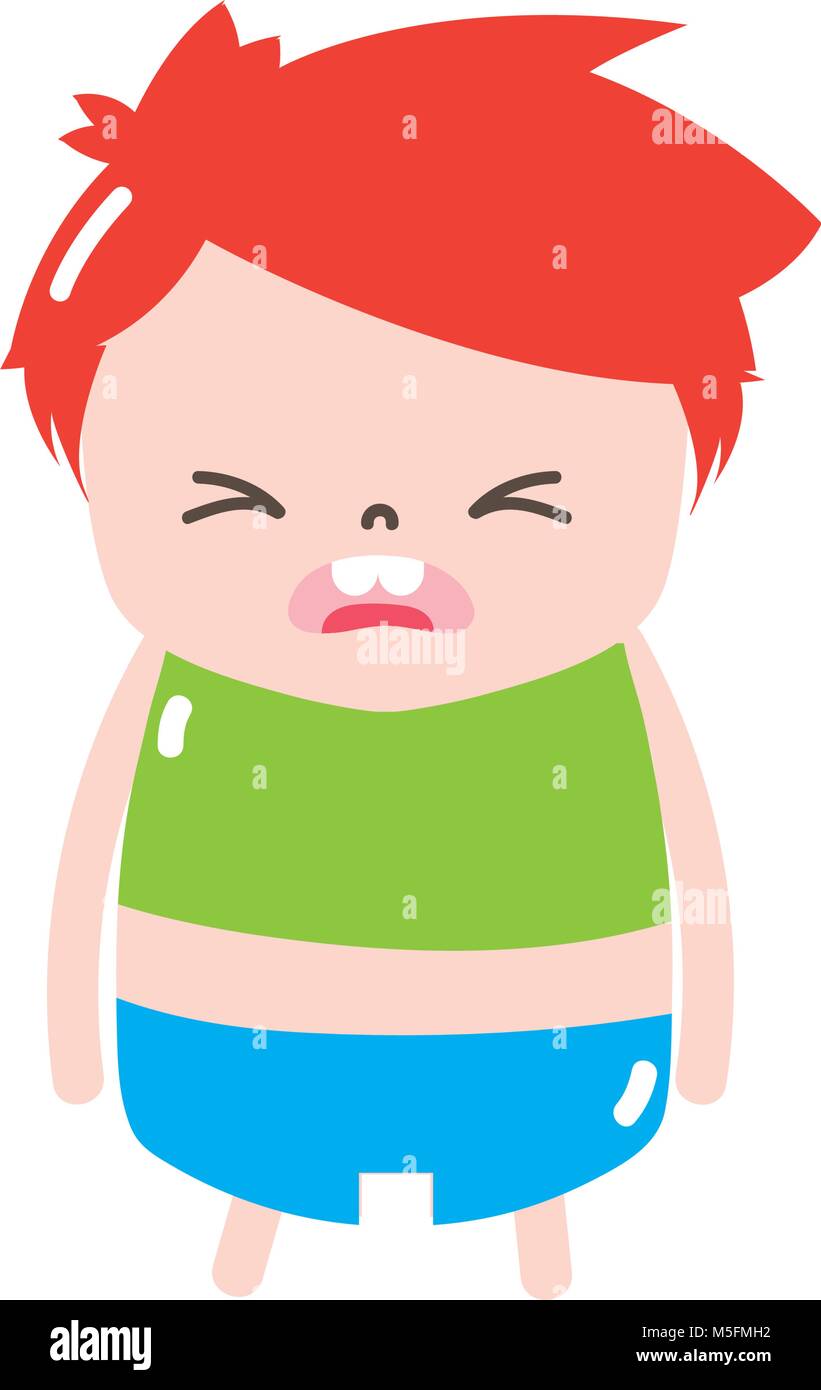full color boy with hairstyle design and pity face vector illustration ...