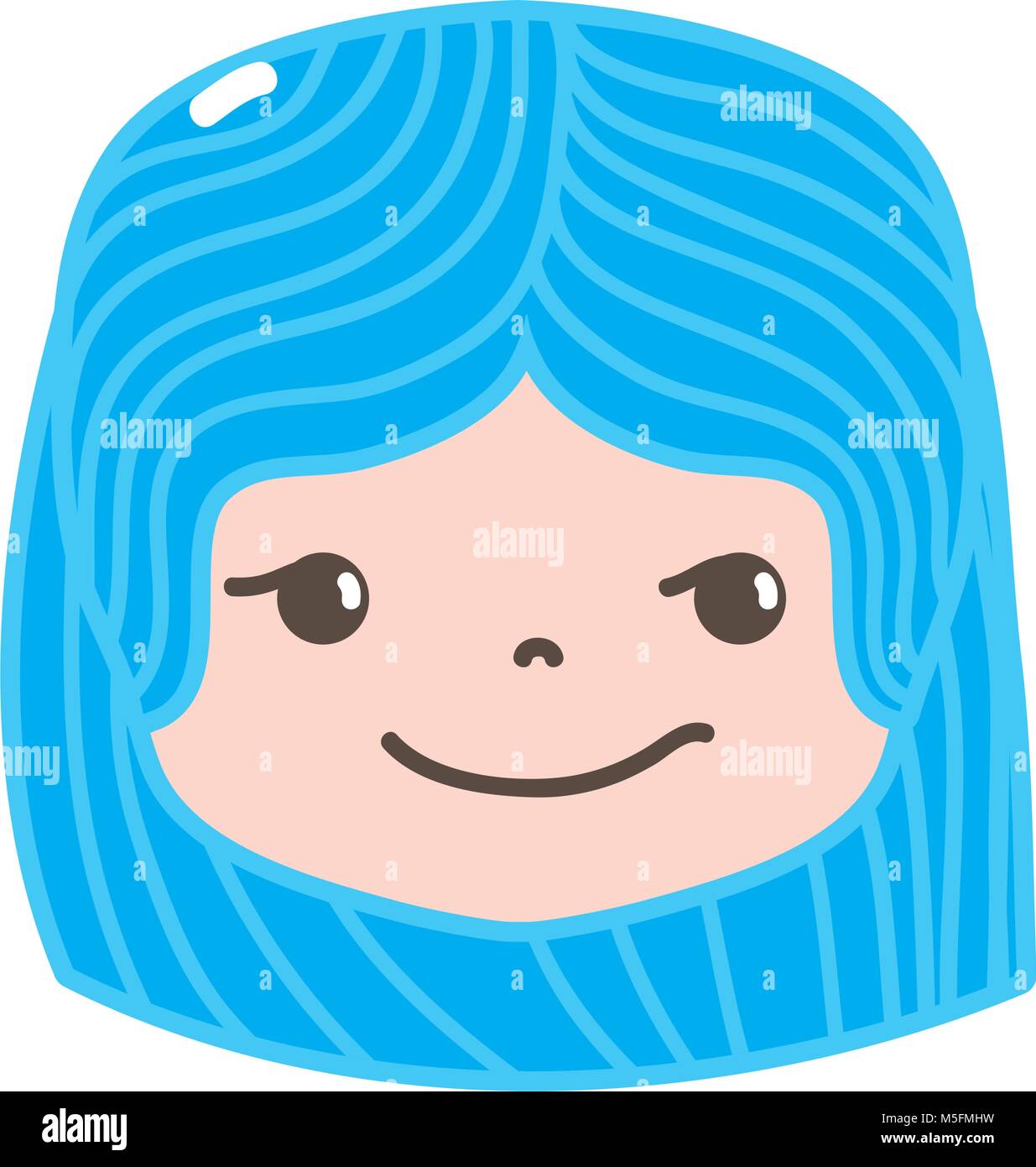 full color girl head with hairstyle and rogue face vector illustration ...