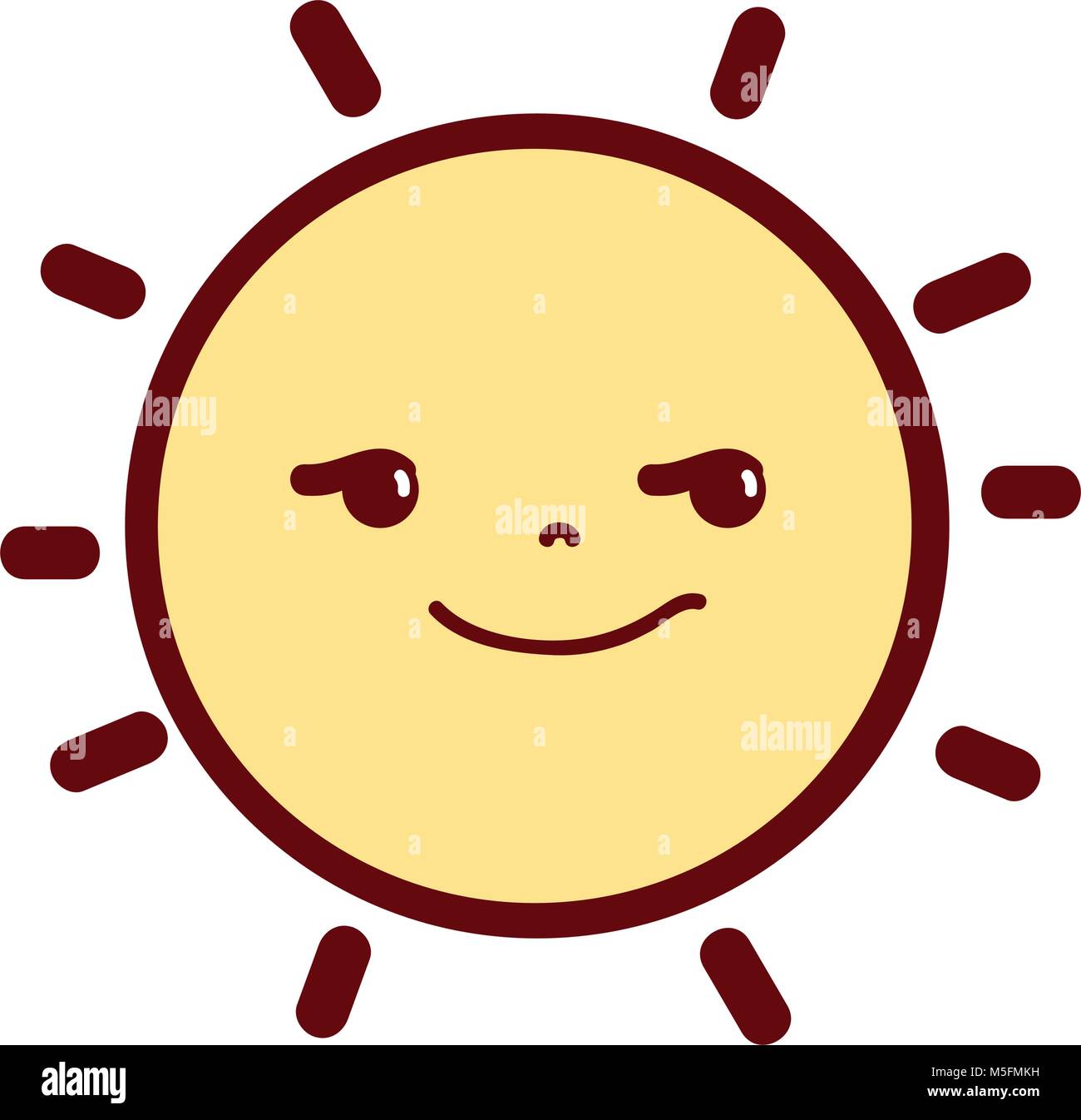 line color rogue and cute sun kawaii weather vector illustration Stock ...