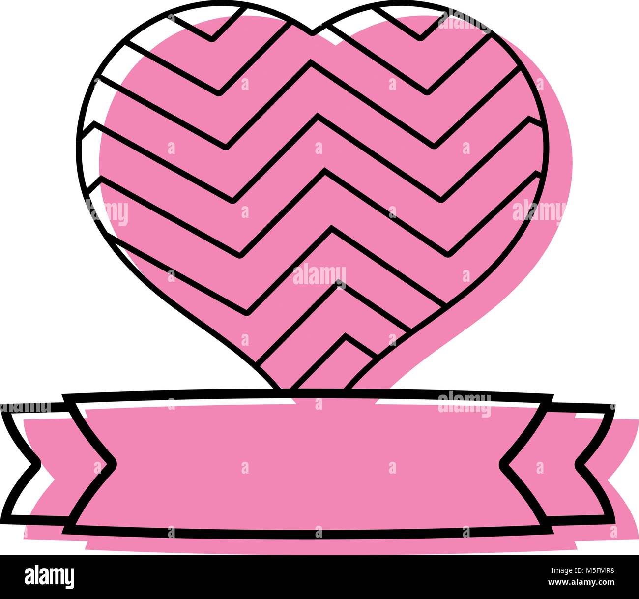 color heart symbol of love with ribbon design vector illustration Stock ...