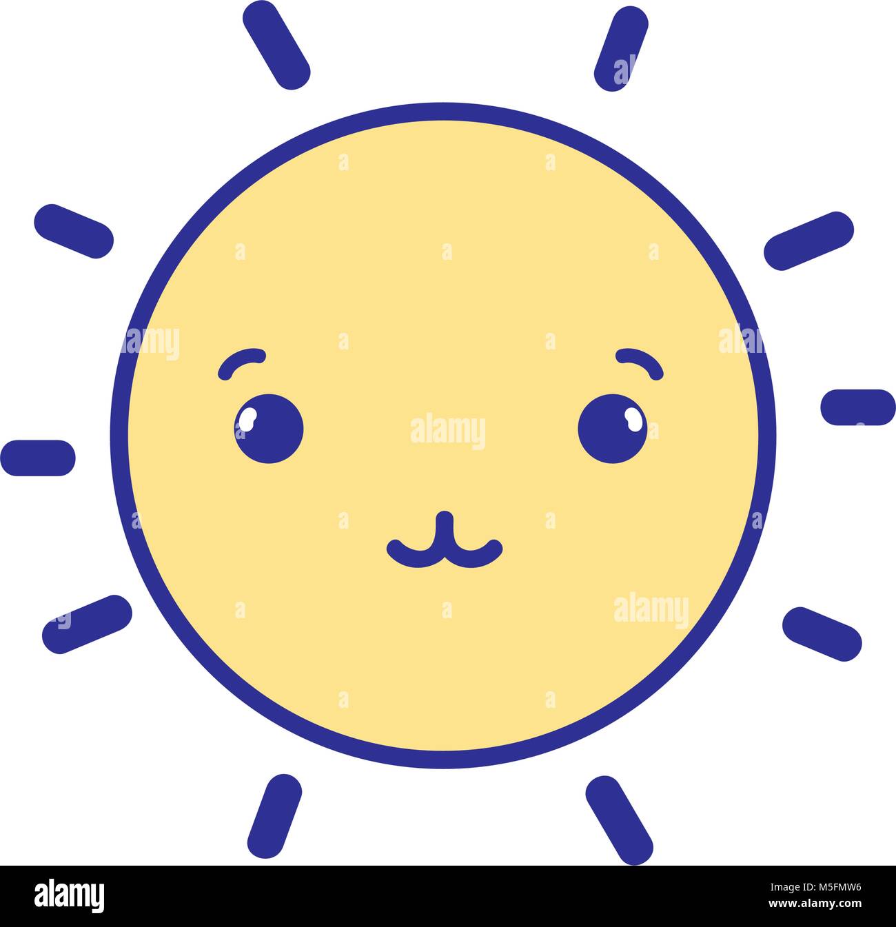 full color tender and cute sun kawaii weather vector illustration Stock ...