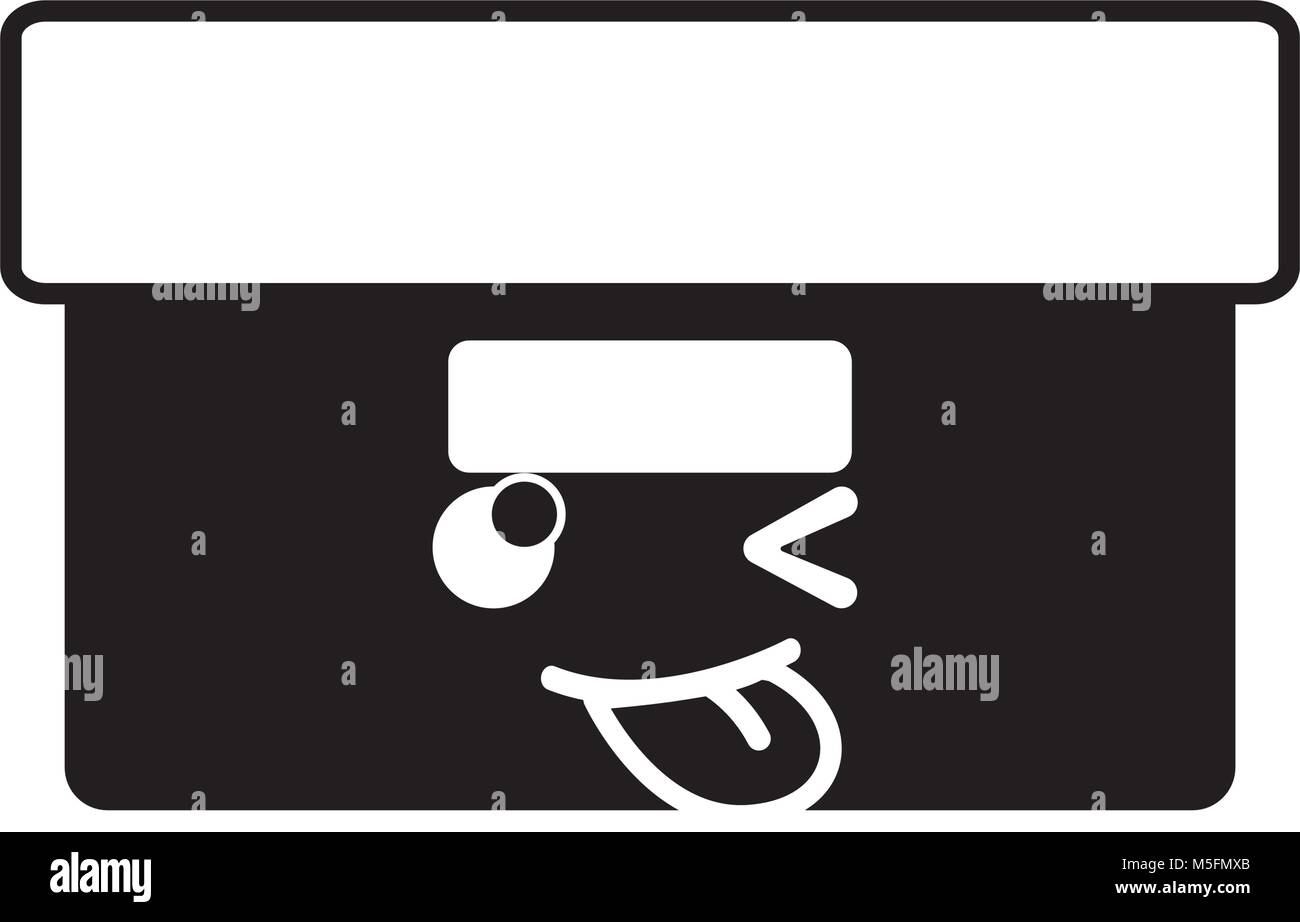 contour funny box archive kawaii cartoon vector illustration Stock ...