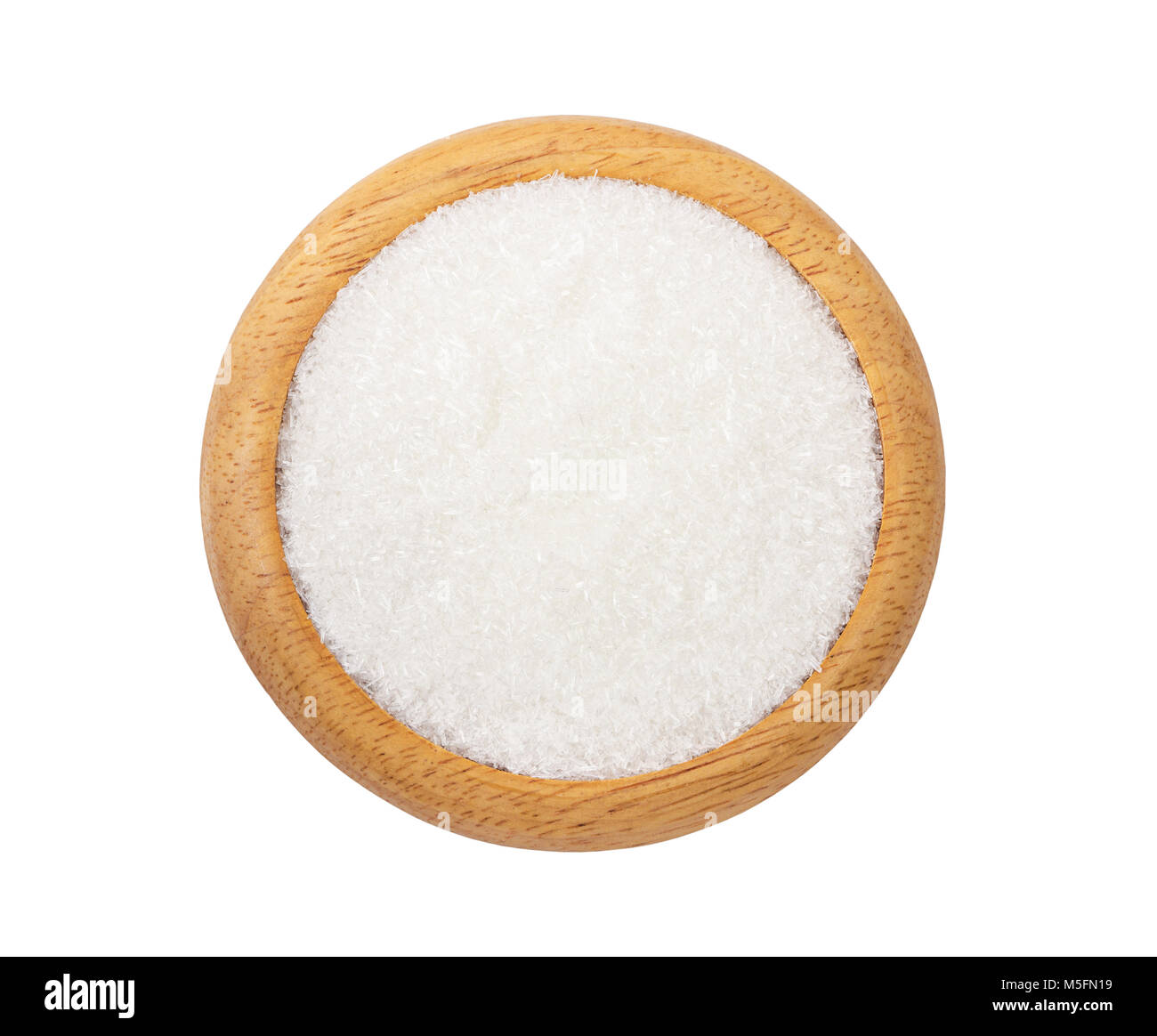 Monosodium Glutamate (MSG or E621) on wooden plate isolated on white ...
