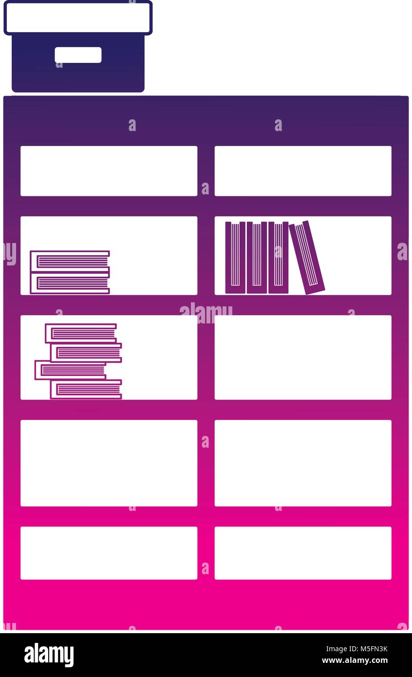 silhouette bookcase with books inside and box archive vector ...