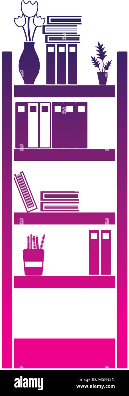 silhouette education bookcase with folders document object vector ...