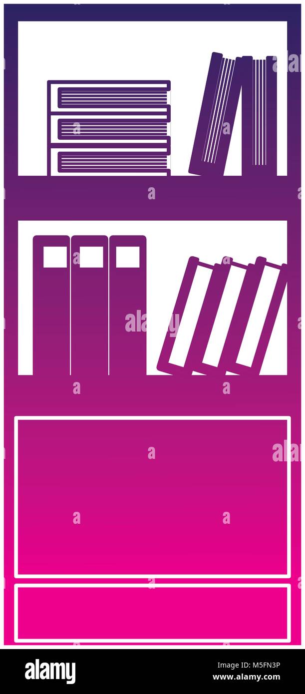 silhouette education bookcase with books and folder documents vector ...