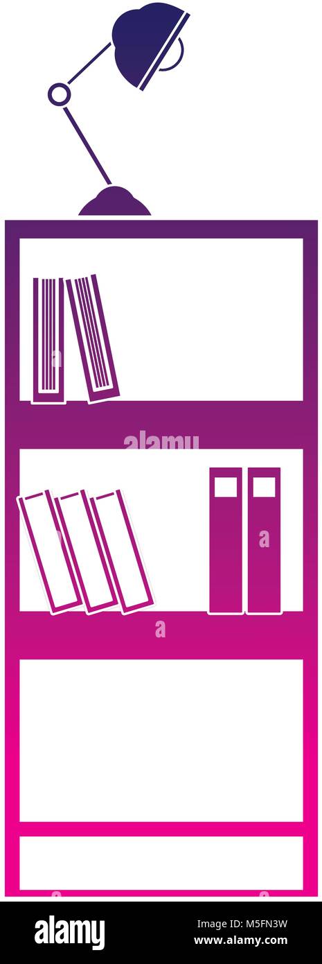 silhouette education bookcase with books and desk lamp vector ...