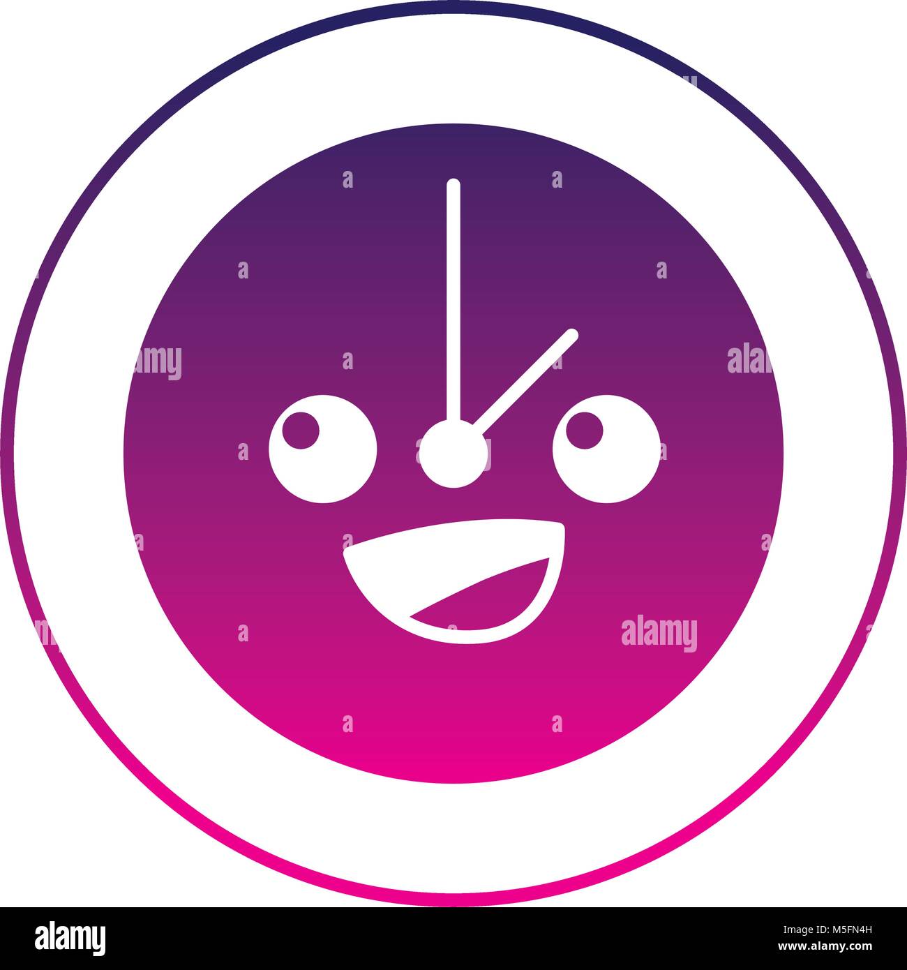 silhouette happy circle clock kawaii cartoon vector illustration Stock ...