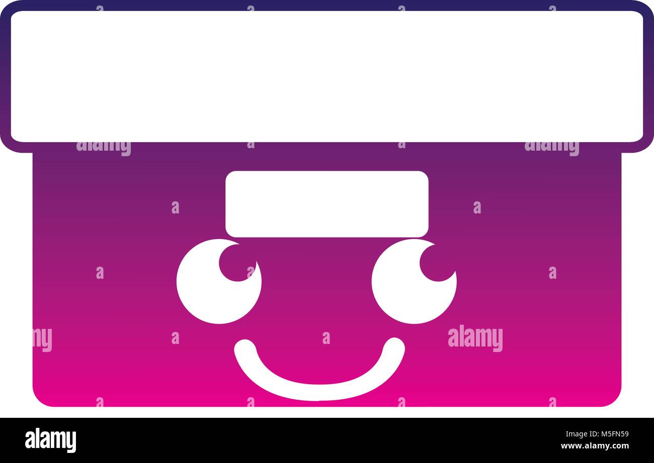 silhouette smile box archive kawaii cartoon vector illustration Stock ...
