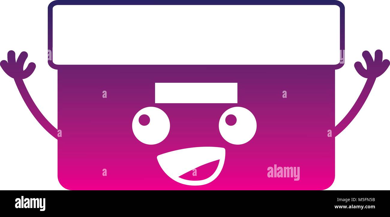 silhouette happy box archive kawaii cartoon vector illustration Stock ...