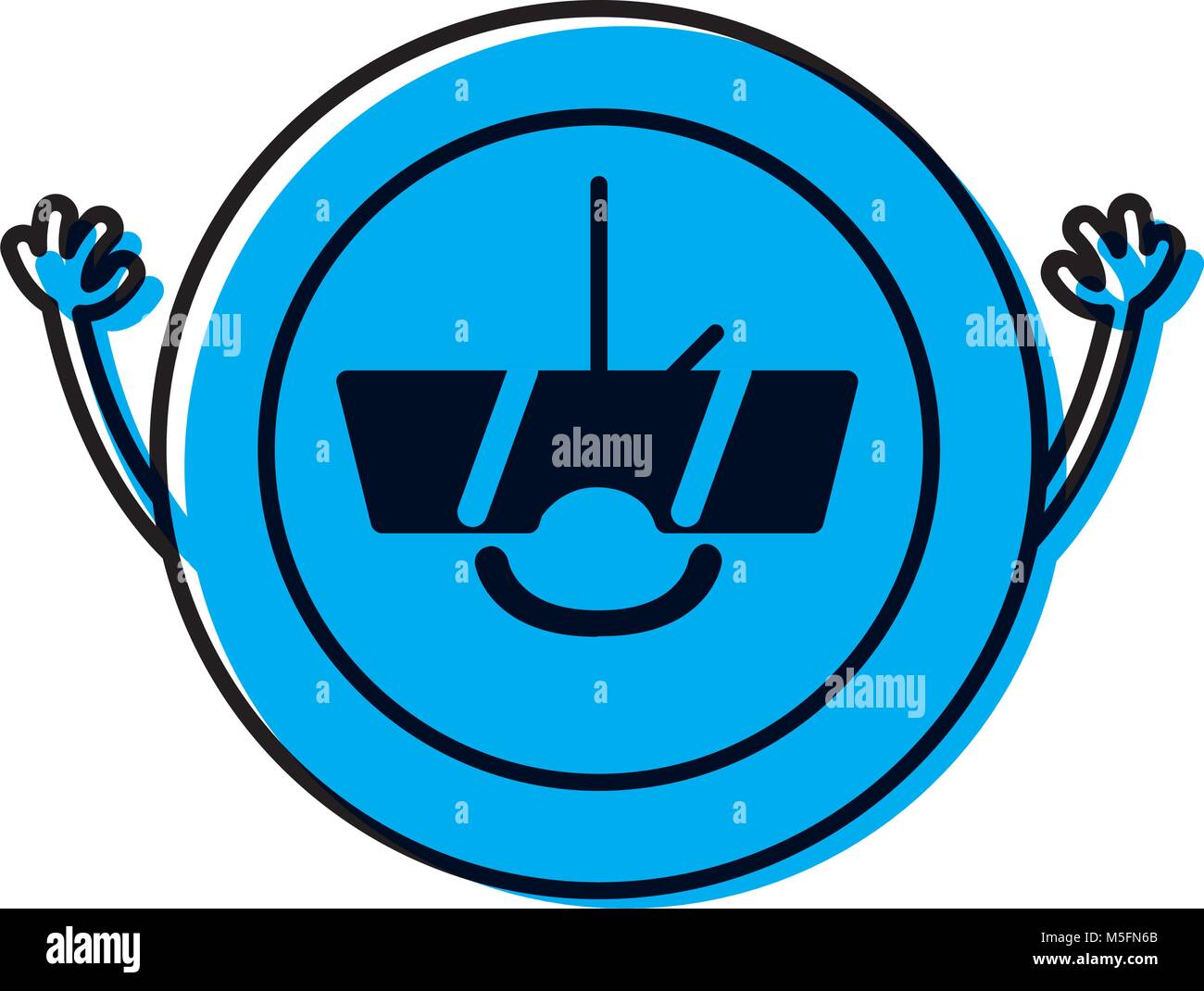 color happy circle clock kawaii with arms vector illustration Stock ...