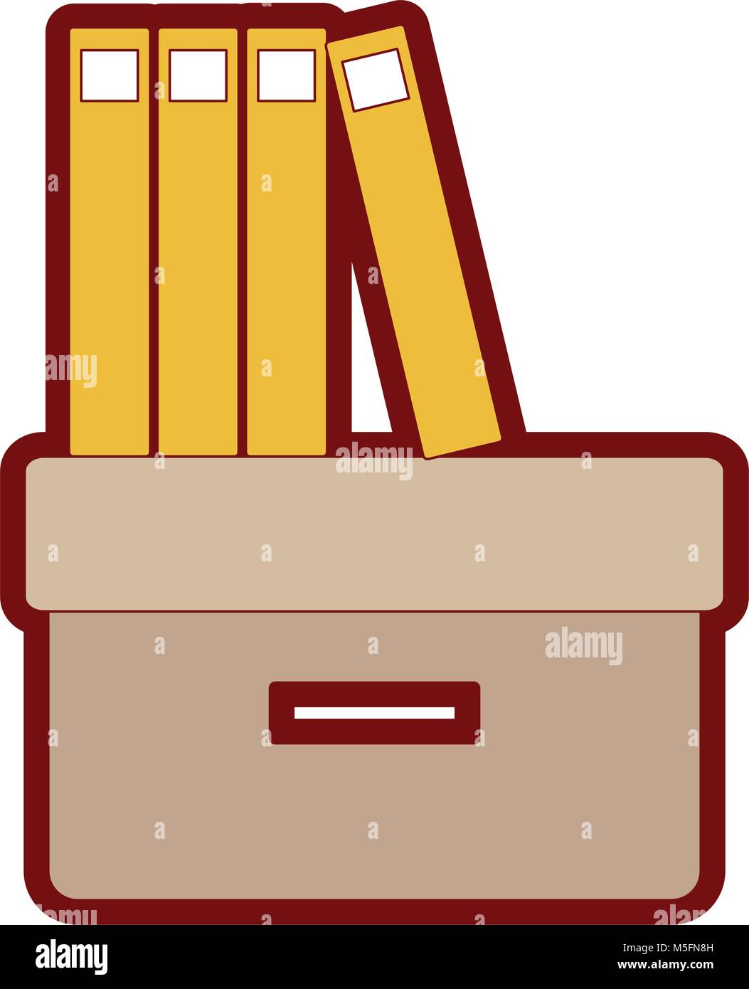 line color office box with books and folders flat vector illustration ...
