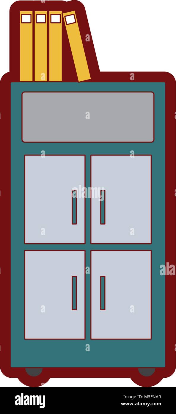 line color archive cabinet file with books document vector illustration ...