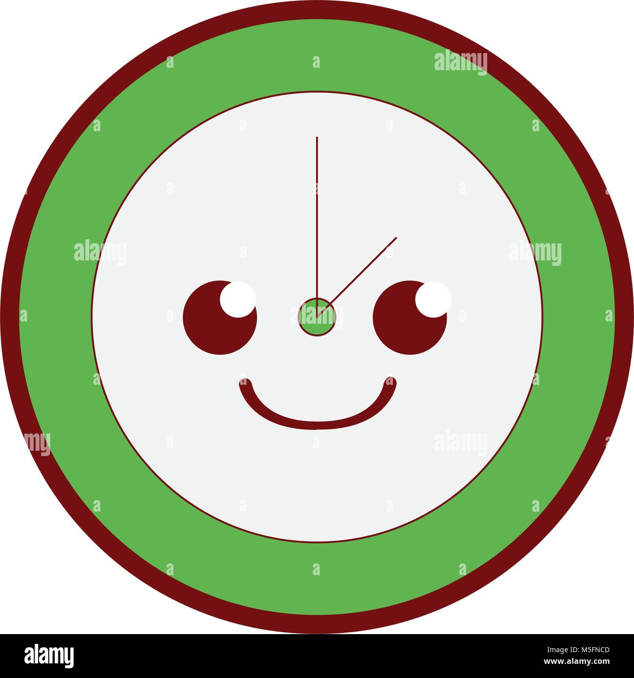 line color smile circle clock kawaii cartoon vector illustration Stock ...