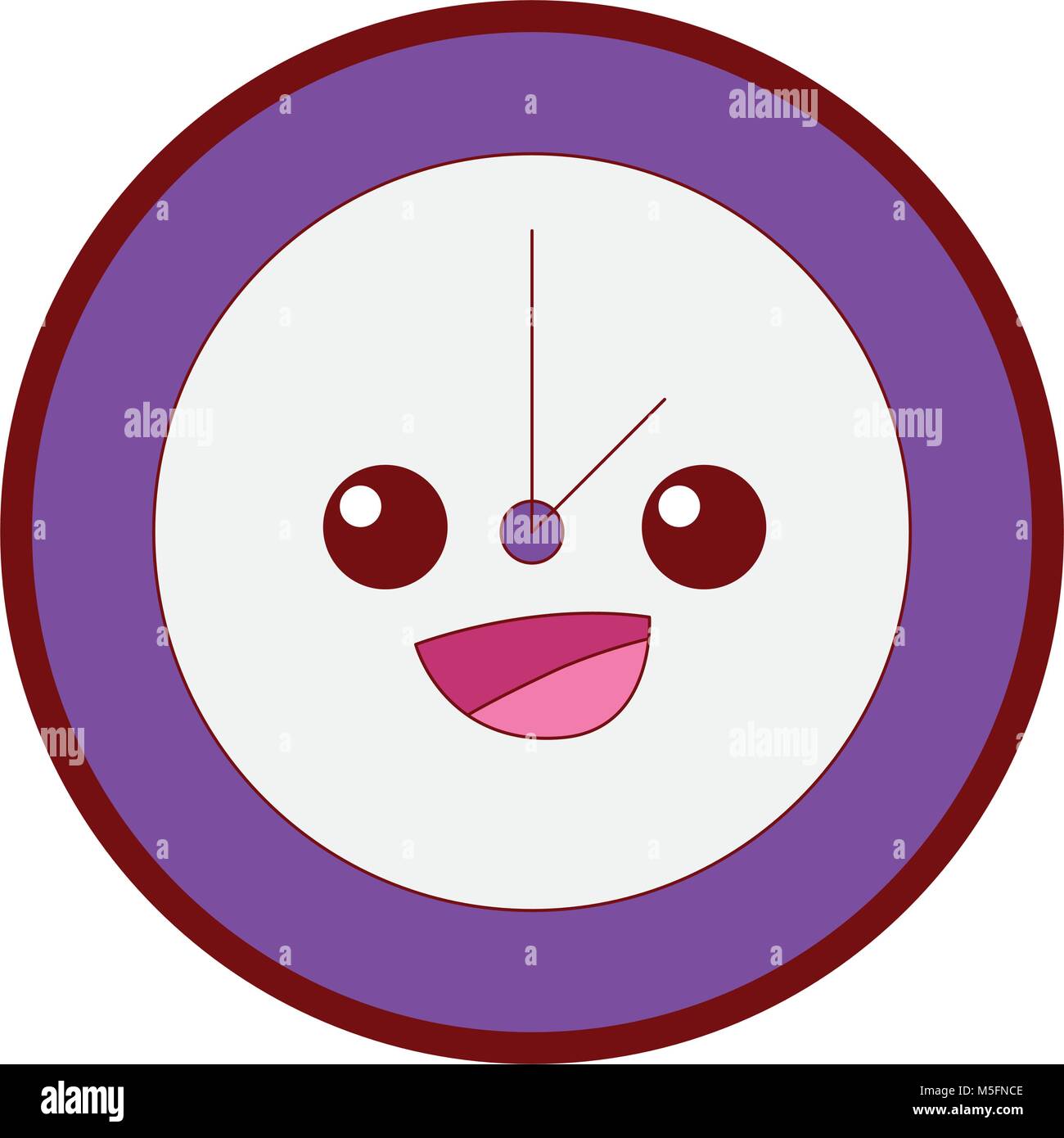 line color happy circle clock kawaii cartoon vector illustration Stock ...