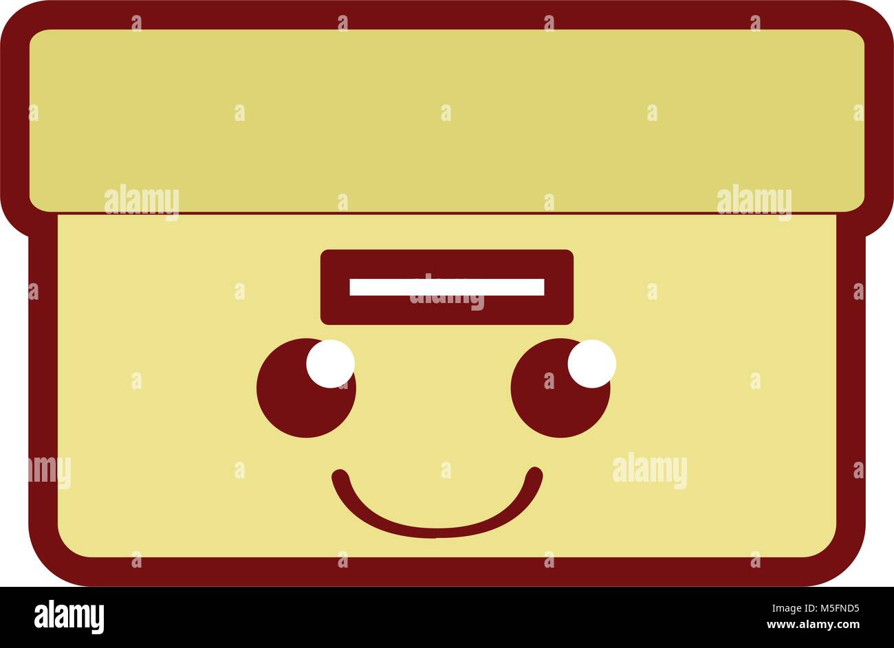 line color smile box archive kawaii cartoon vector illustration Stock ...