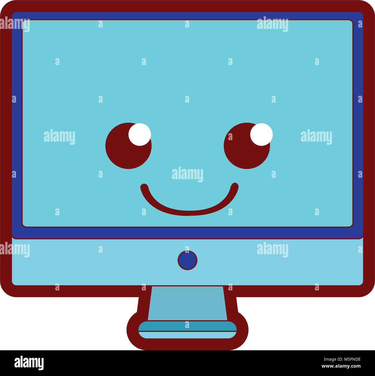 line color smile computer screen kawaii cartoon vector illustration ...
