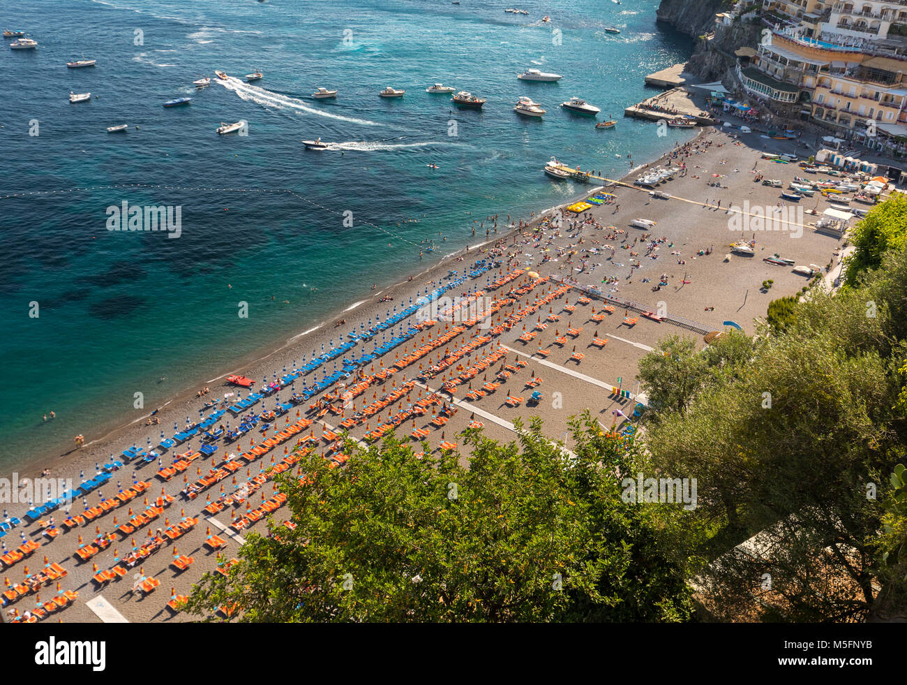 Positano, Italy - June 12, 2017: The main beach in Positano, Spiaggia ...