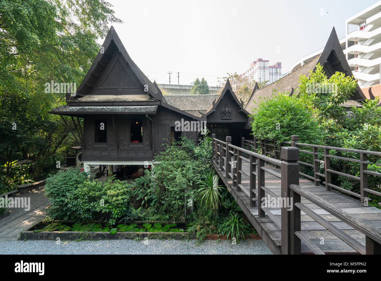 A view of the park of Suan Pakkad Palace Museum in Bangkok, Thailand ...