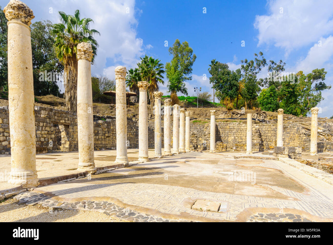View of the Roman bath house in the ancient city of Bet Shean, now a ...