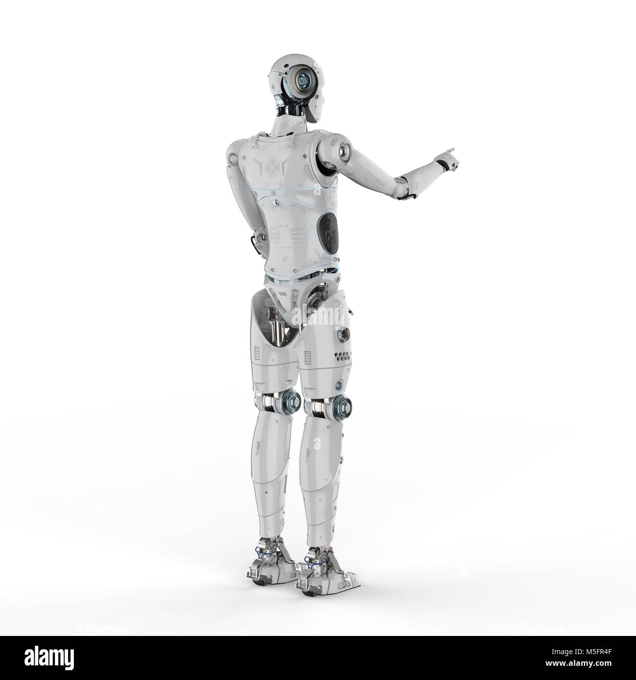 3d rendering humanoid robot finger point on white background Stock ...