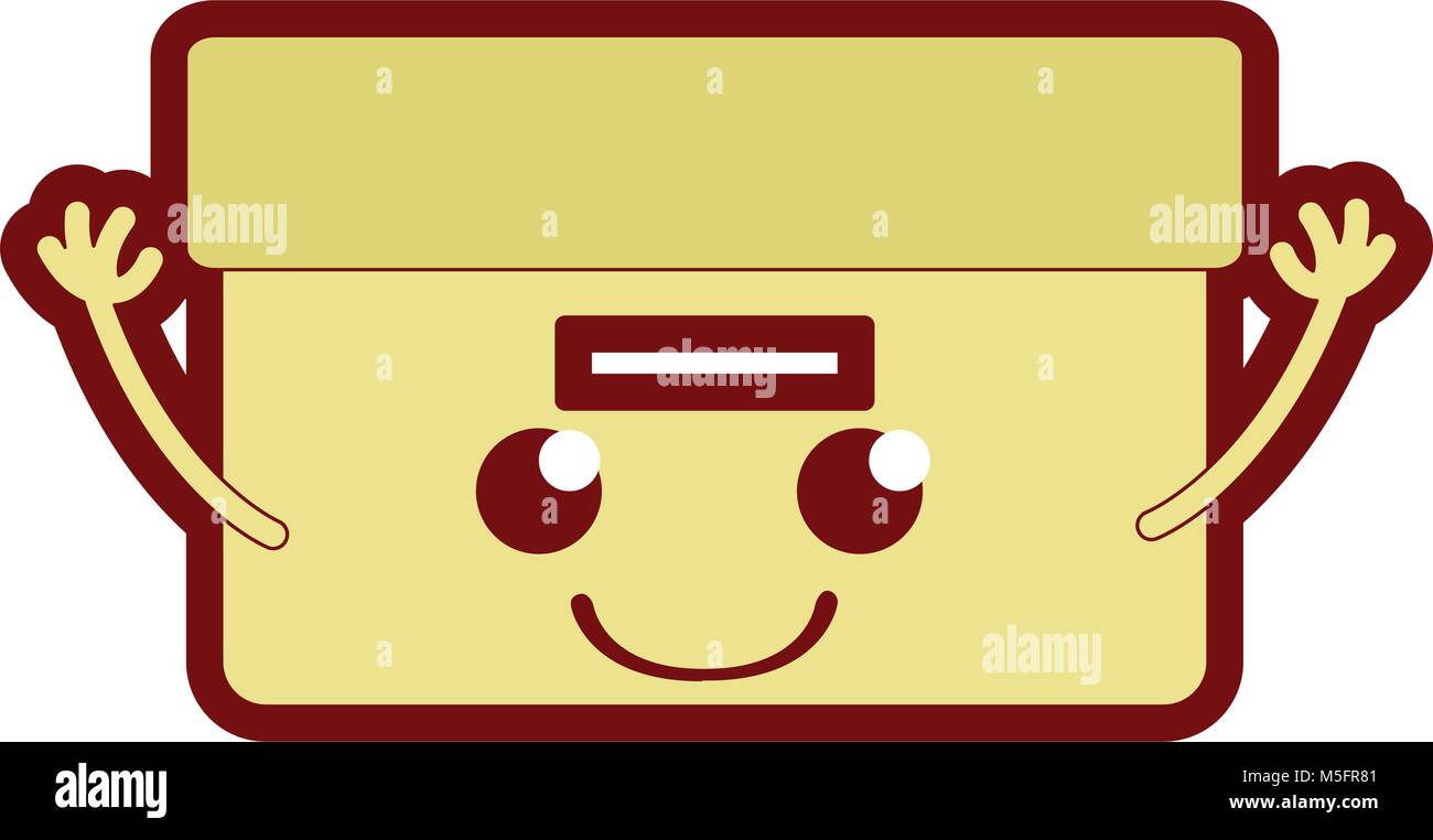 line color happy box archive kawaii with arms vector illustration Stock ...