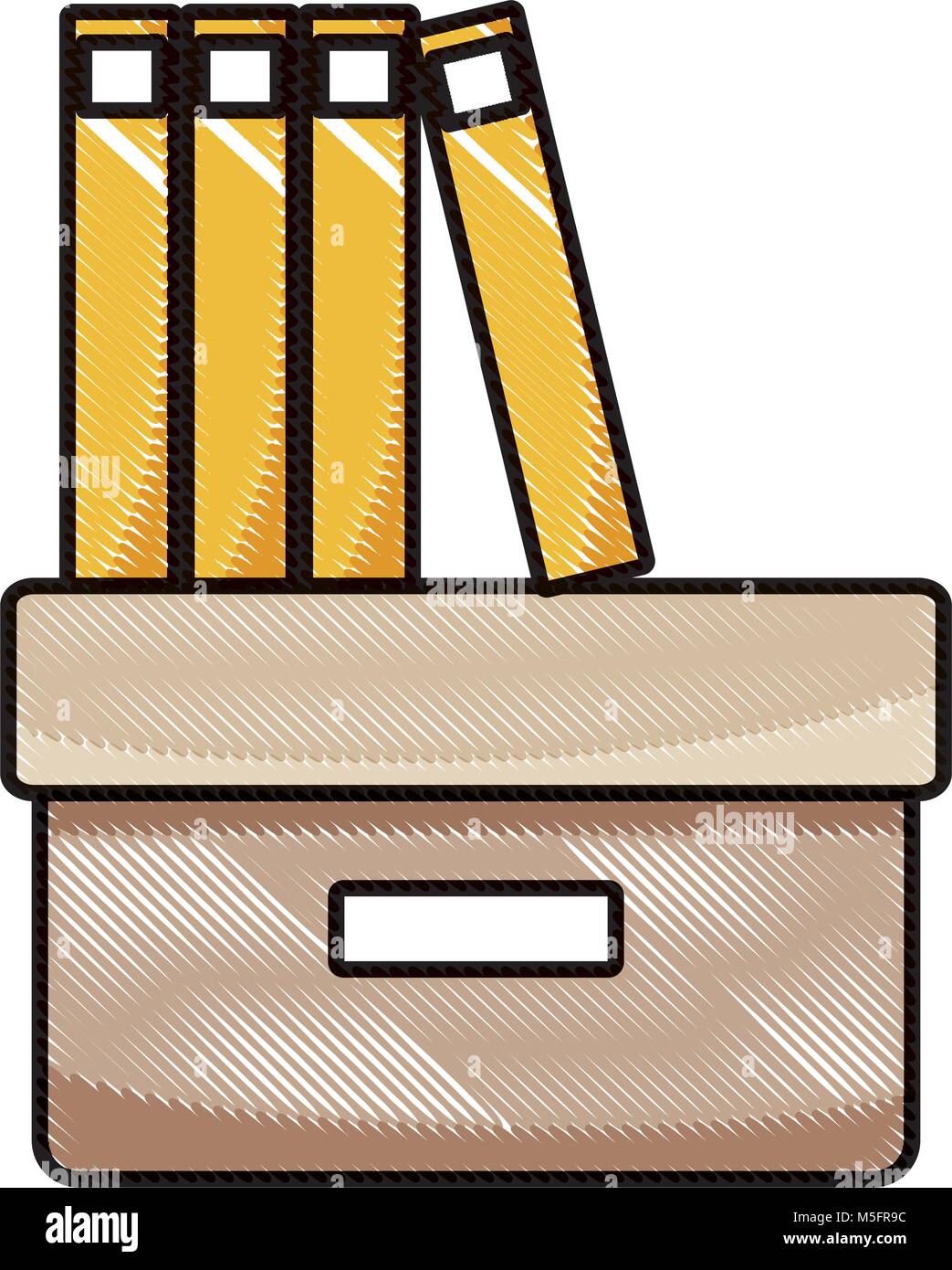 grated office box with books and folders flat vector illustration Stock ...