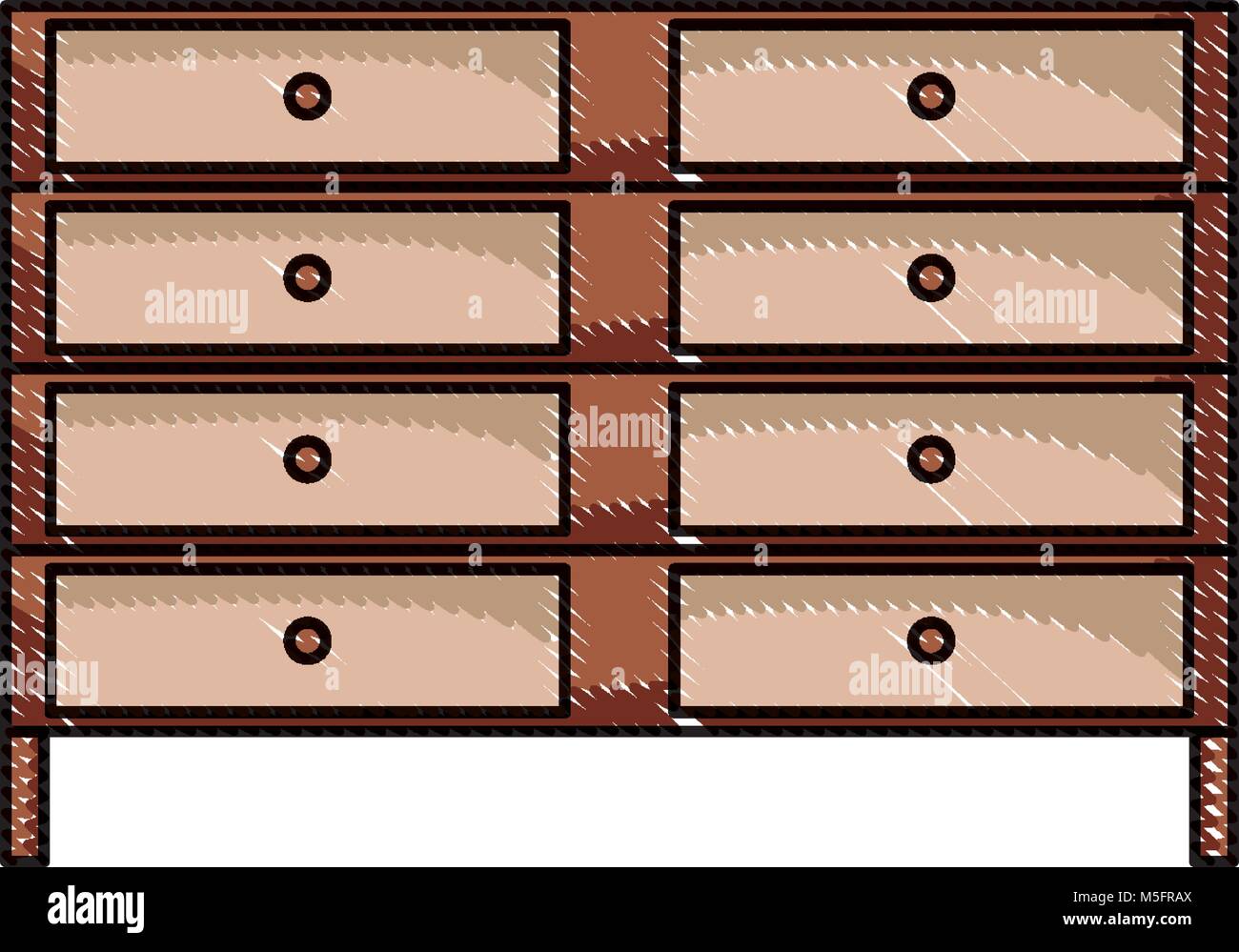 grated wood desk object with drawers design vector illustration Stock ...