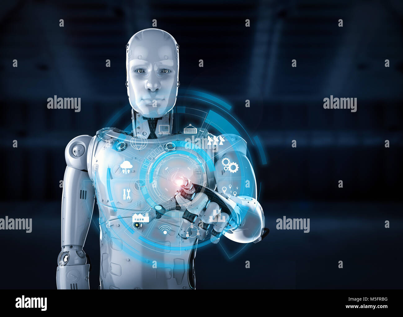 3d rendering robot working with hud display Stock Photo - Alamy