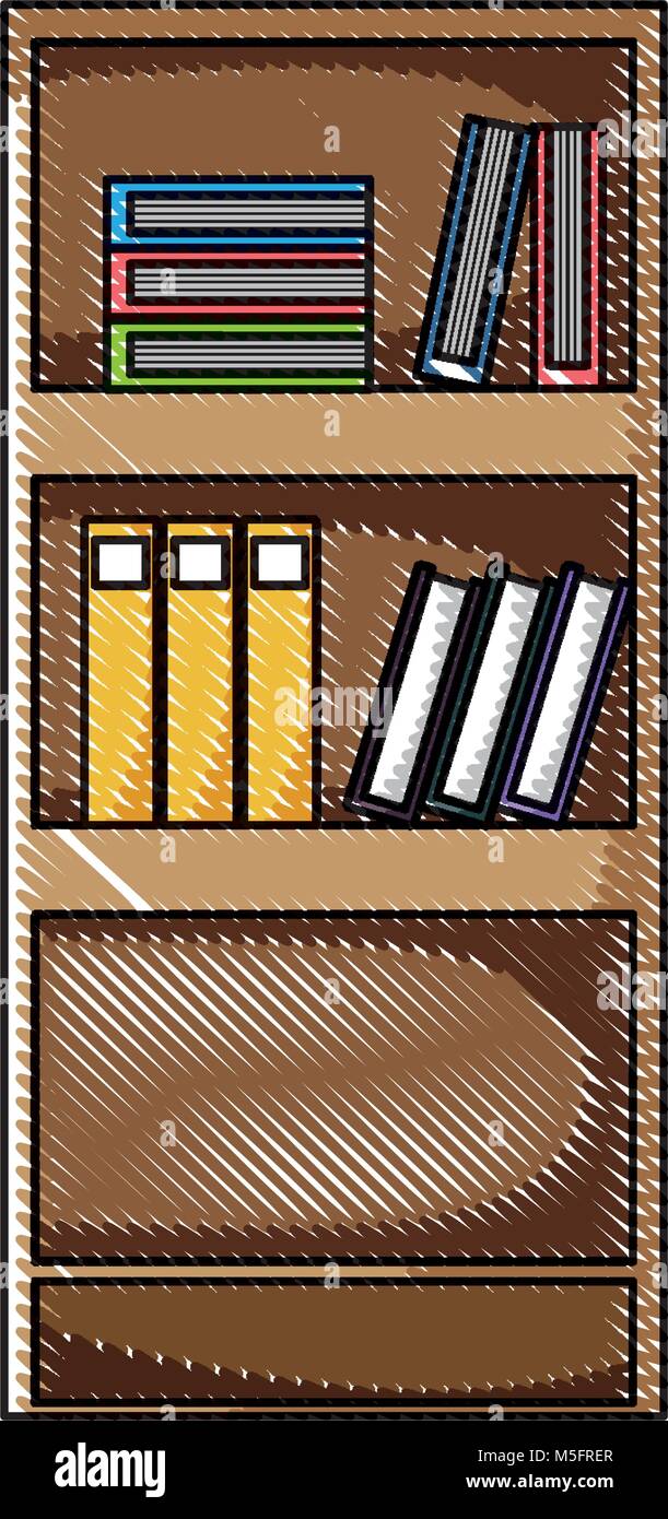 Grated Education Bookcase With Books And Folder Documents Vector