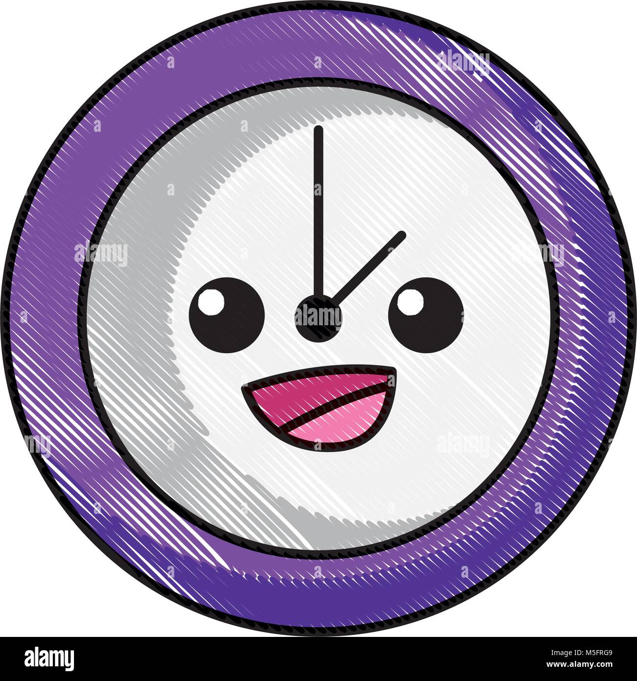 grated happy circle clock kawaii cartoon vector illustration Stock ...