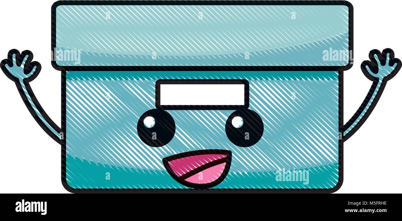 grated happy box archive kawaii cartoon vector illustration Stock ...