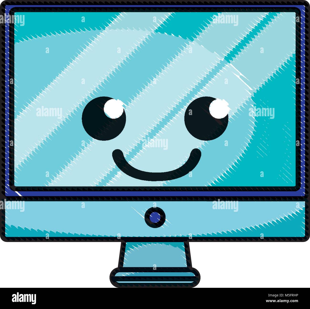 grated smile computer screen kawaii cartoon vector illustration Stock ...